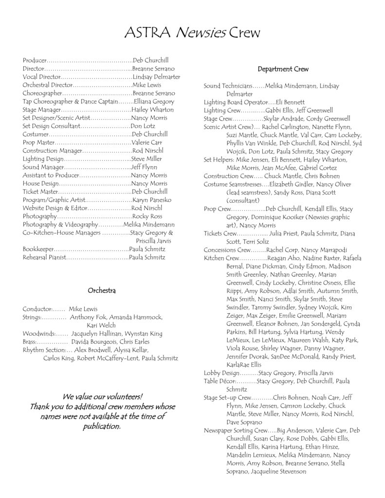 Meet the Crew – Crew List | ASTRA